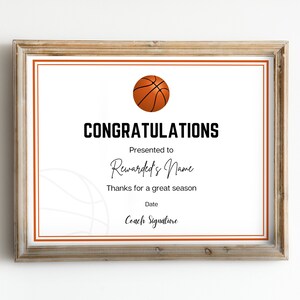 Editable Basketball Award Certificates | CANVA Template | Printable ...