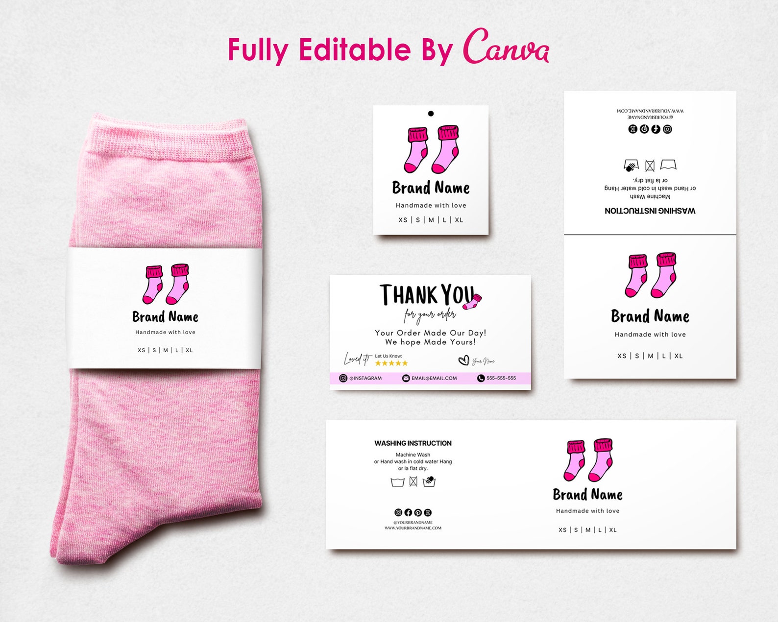 Editable Socks Label Template DIY Socks Hang Tag Fold Over - Etsy