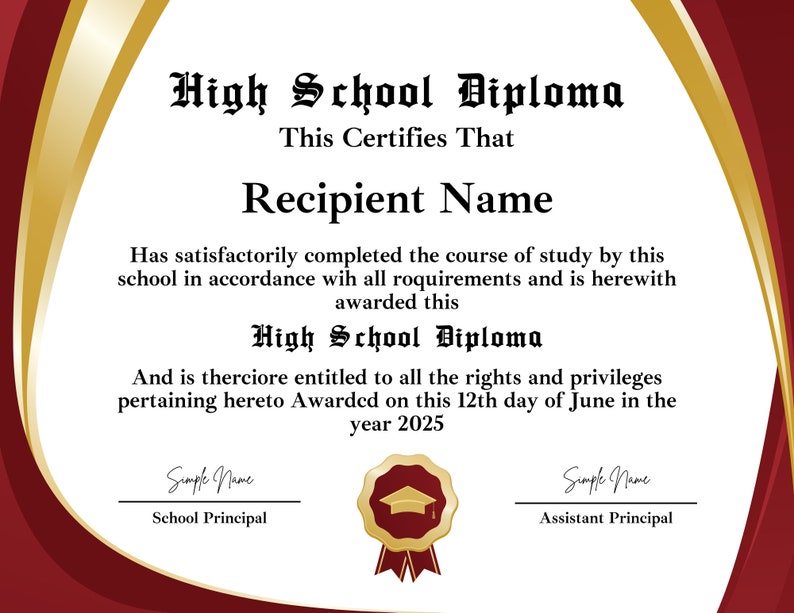 Editable High School Diploma Template, Printable Homeschool Diploma ...