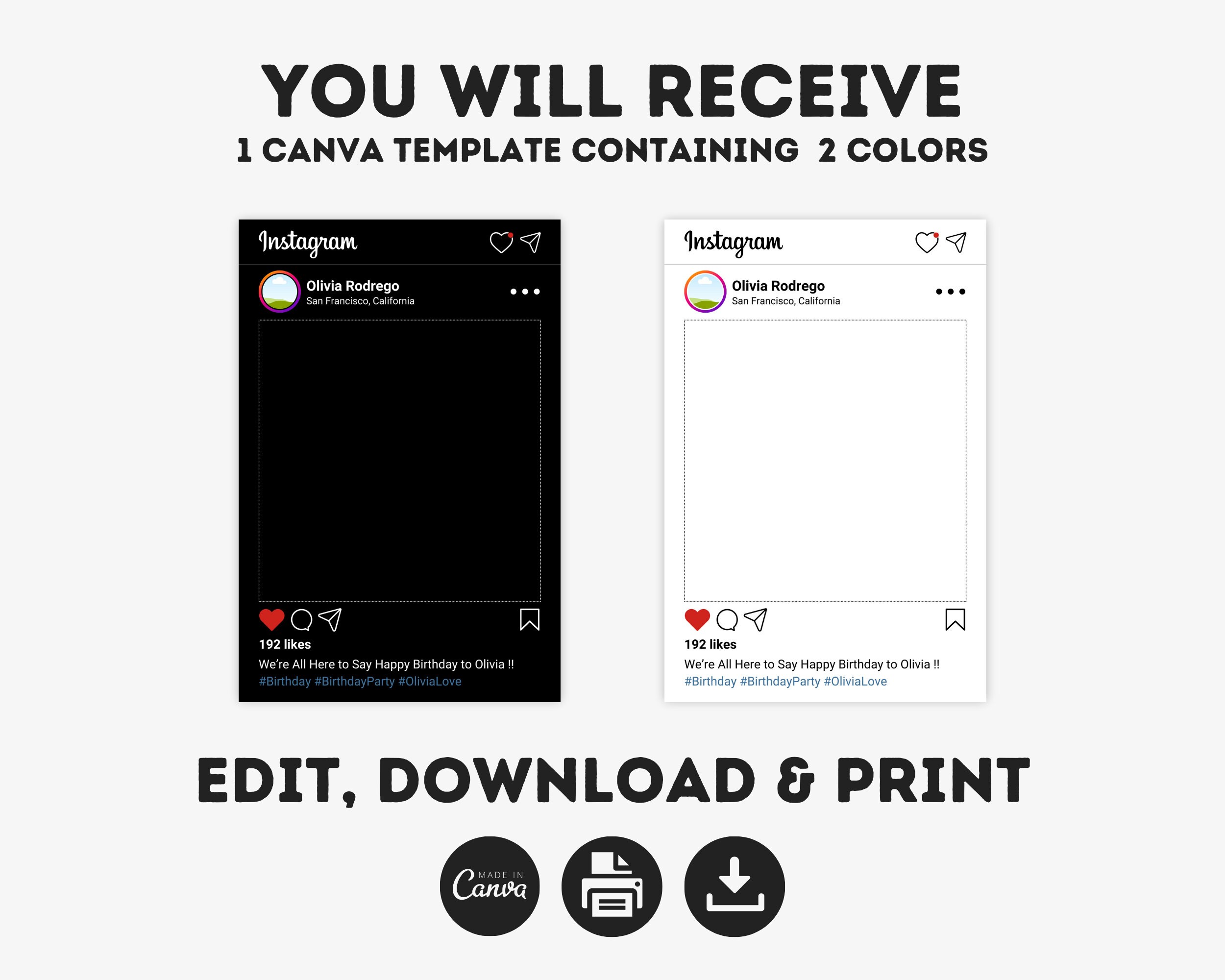 Instagram Frame Template, Editable Social Media Poster Canva Template ...