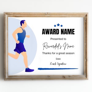 Running Award Certificate Editable Canva Template, Printable End of ...