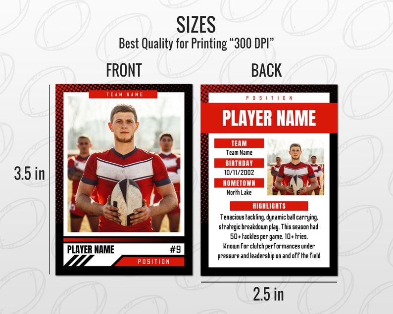 Rugby Trading Cards Template, Customizable Player Card Canva Template ...