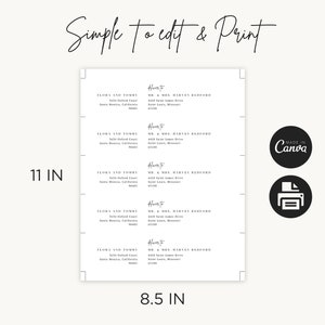 Editable Wrap Around Address Labels Template, DIY Wedding Invitation ...