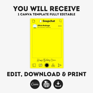 Snapchat Frame Template, Editable Social Media Poster Canva Template ...