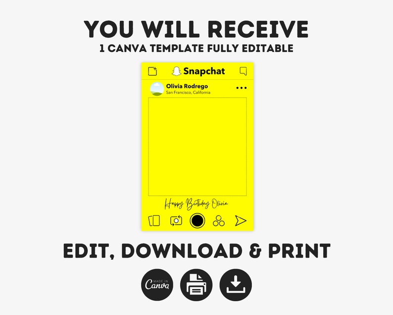 Snapchat Frame Template, Editable Social Media Poster Canva Template ...