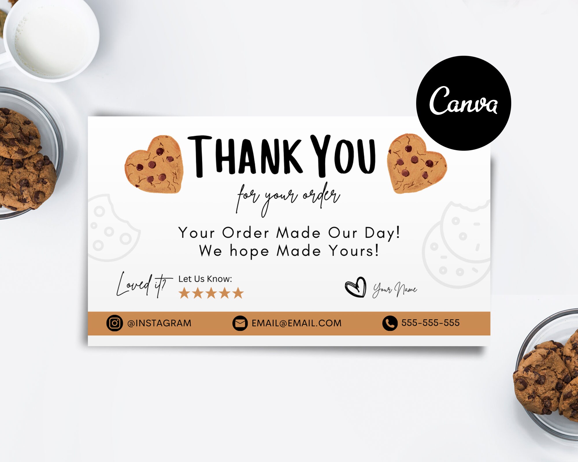 Editable Cookie Business Templates Bundle Thank You Card - Etsy