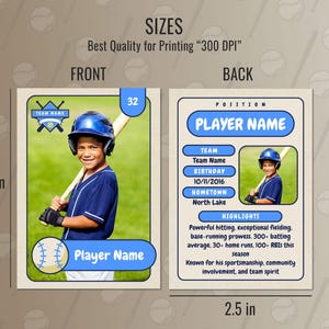 Baseball Kids Trading Cards Template, Customizable Player Card Canva ...