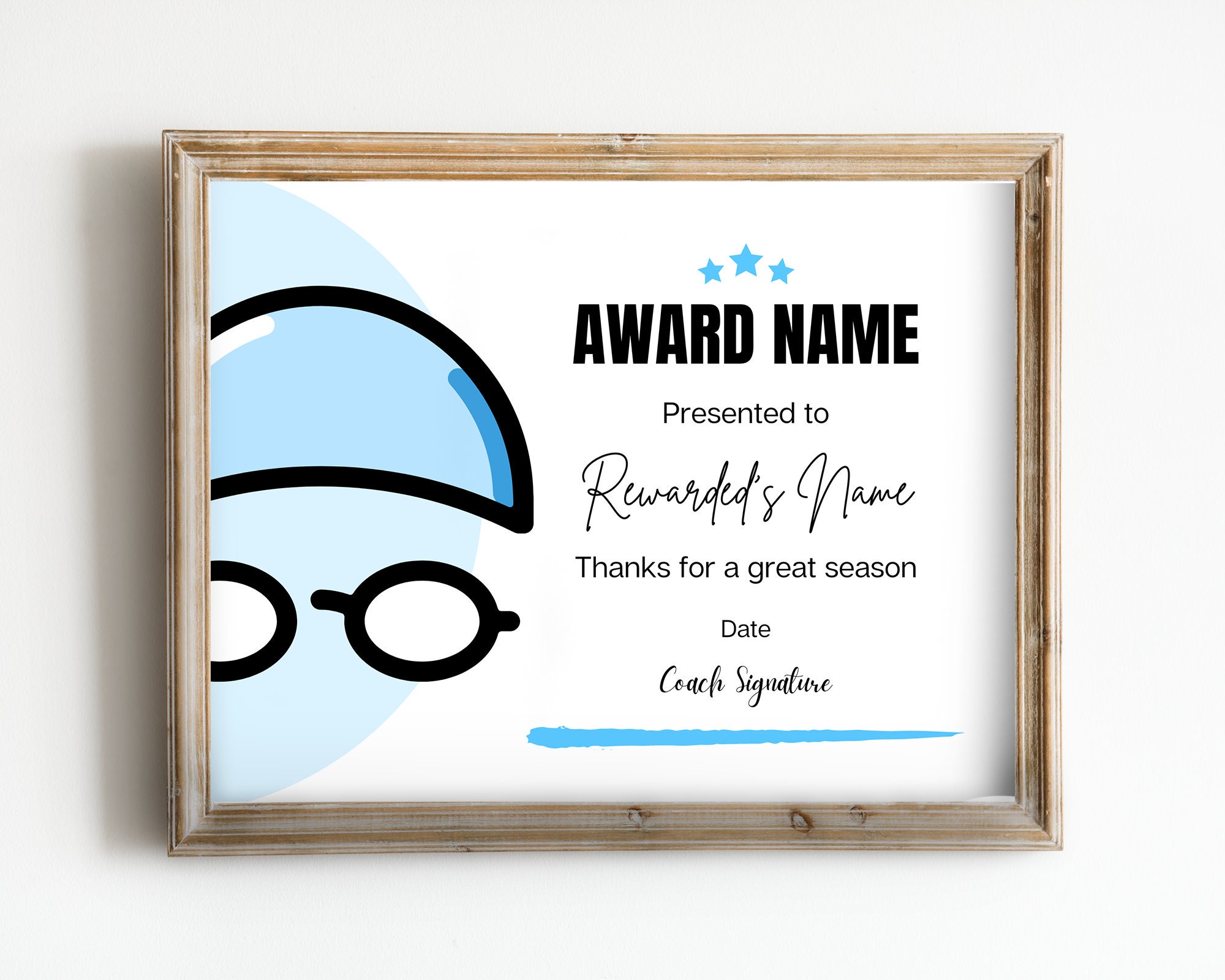Swimming Award Certificate Editable Canva Template, Printable End of ...
