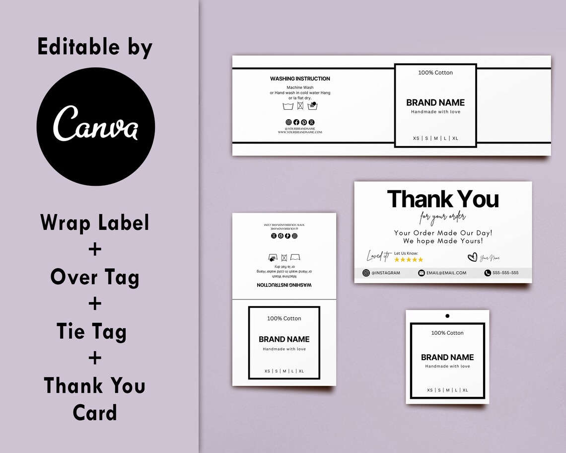 PRINTABLE Dishcloth and Washcloth Wrap Labels DIY Editable - Etsy