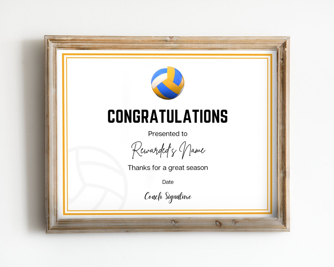 Editable Volleyball Award Certificates CANVA Template - Etsy