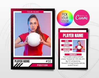 Editable Volleyball Trading Cards Template Personalized DIY Sport Card ...
