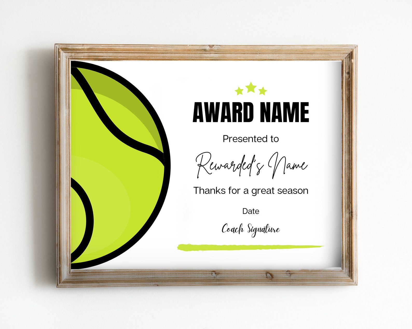 Tennis Award Certificate Editable Canva Template, Printable End of ...
