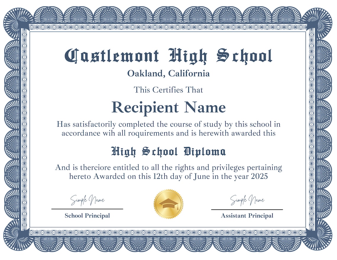 High School Diploma, Diploma Template, Canva Editable Homeschool ...