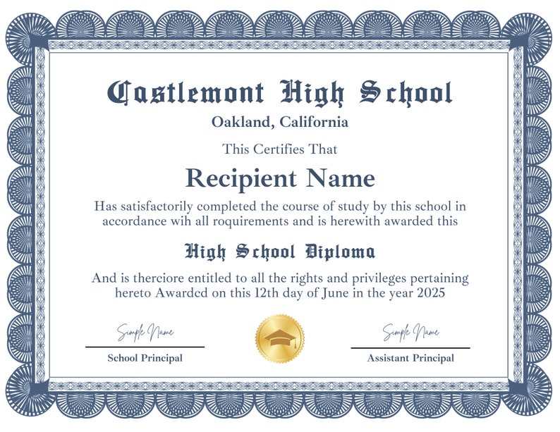 High School Diploma, Diploma Template, Canva Editable Homeschool ...