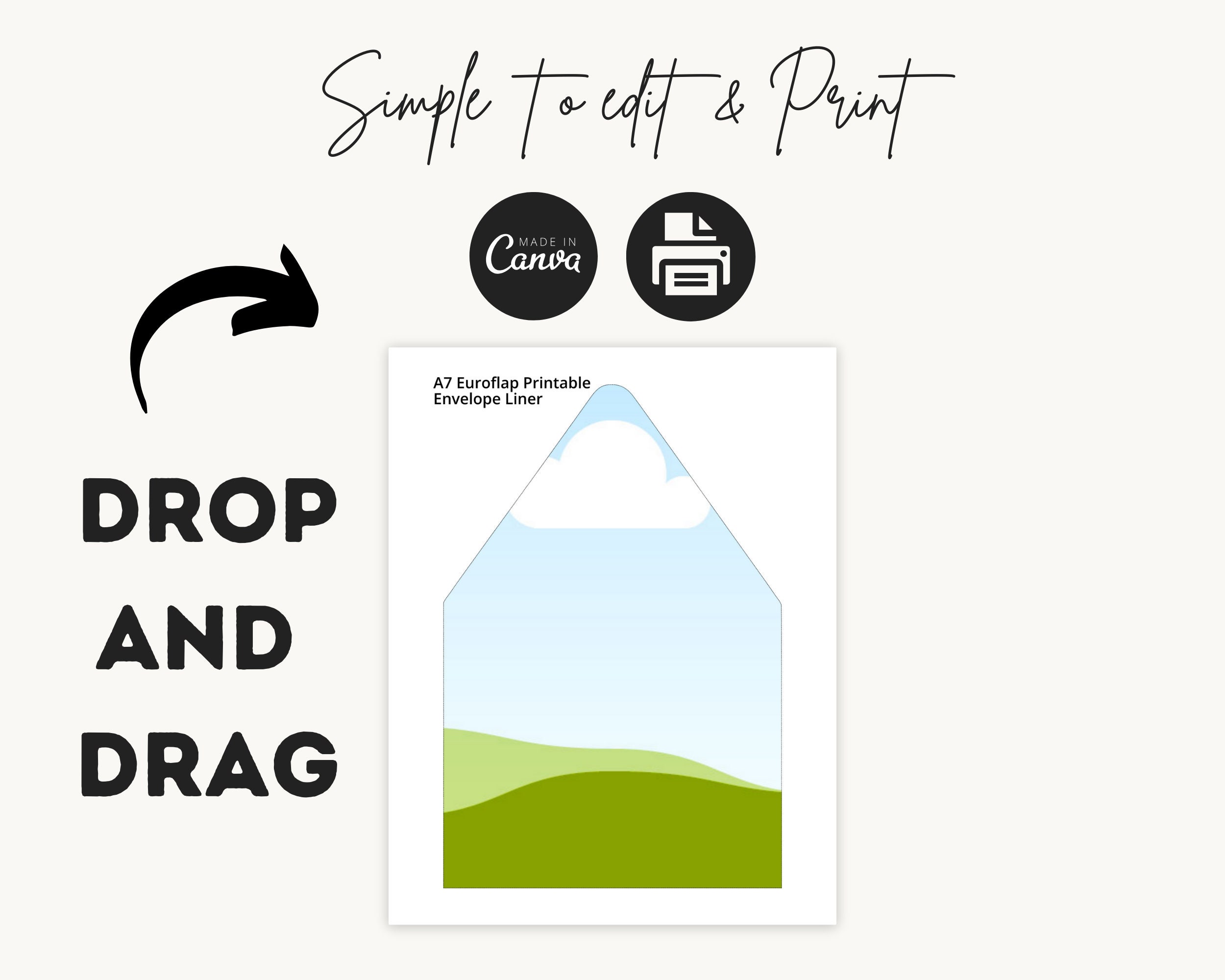 Picture Envelope Liner Template, DIY Printable Multisize Envelope Liner ...