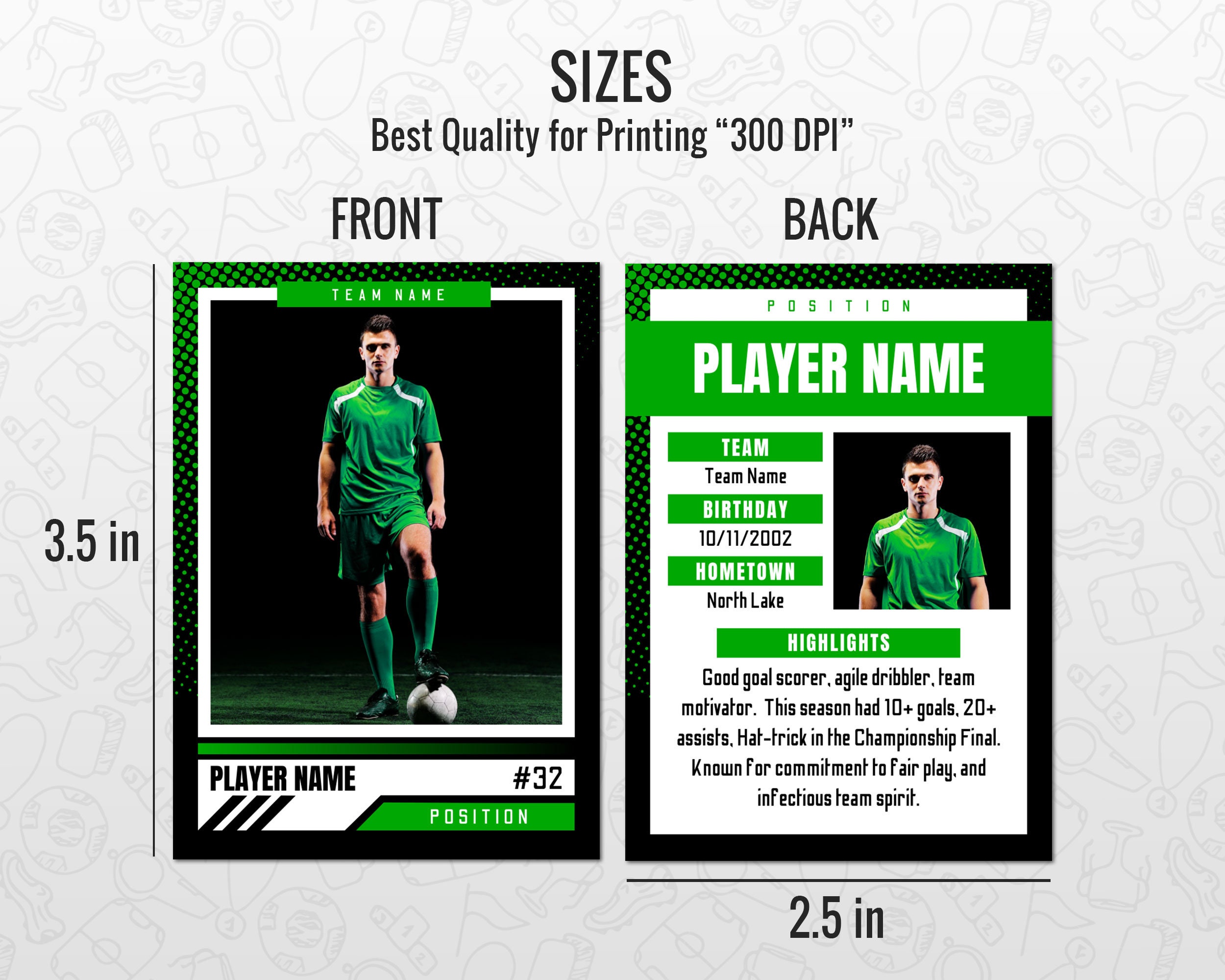 Soccer Trading Cards Template, Customizable Player Card Canva Template ...