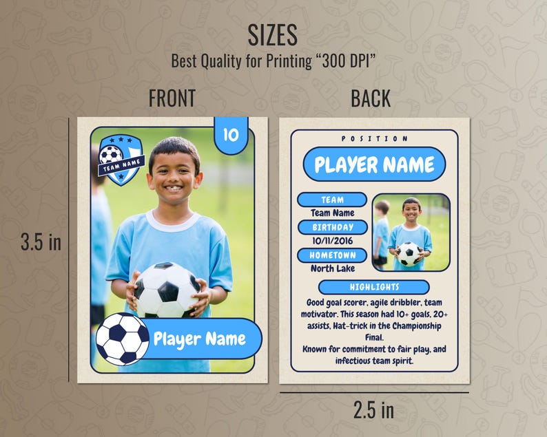 Soccer Kids Trading Cards Template, Customizable Player Card Canva ...