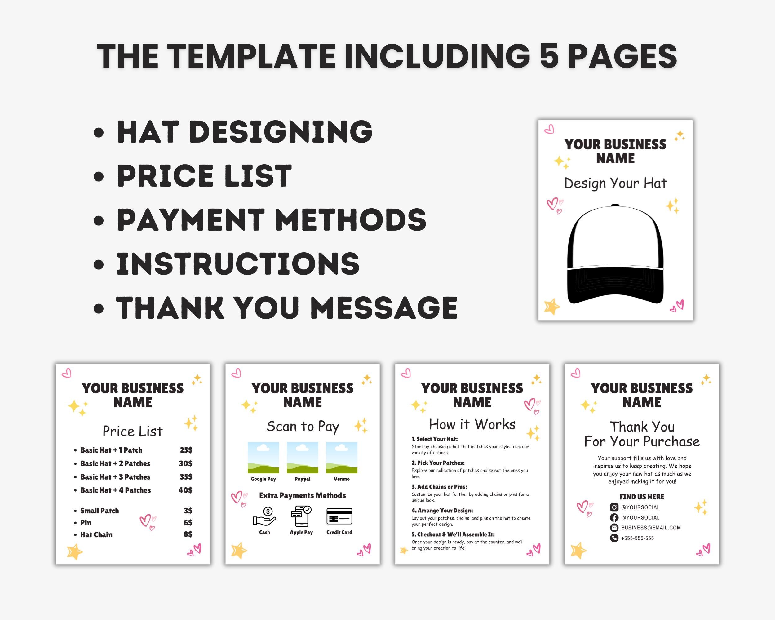 Trucker Hat Bar Bundle Editable Canva Templates, Design Your Hat, Price ...