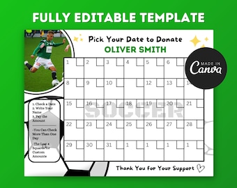 Basketball Pick a Date to Donate Fundraiser Calendar, Editable Canva ...