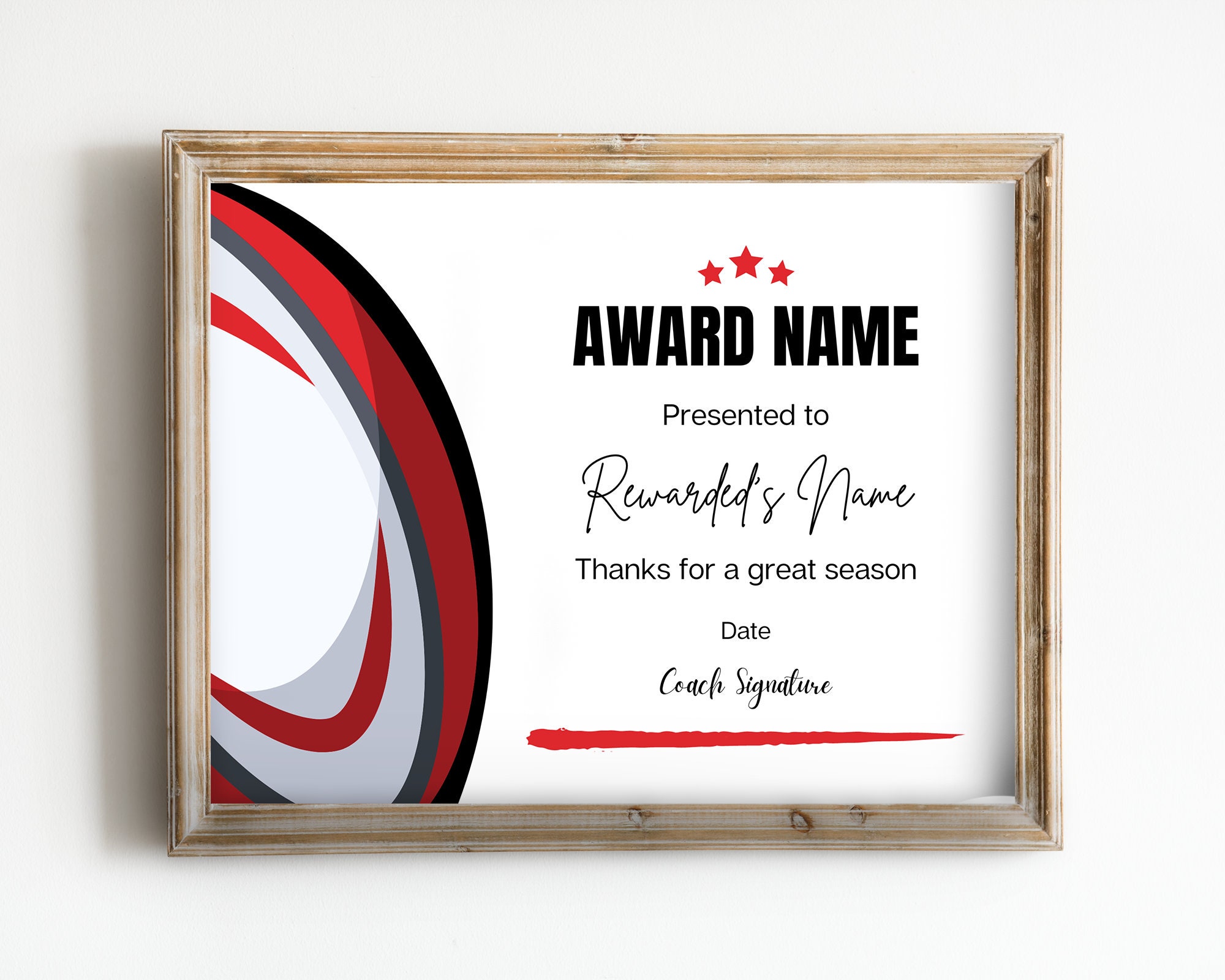 Rugby Award Certificate Editable Canva Template, Printable End of ...