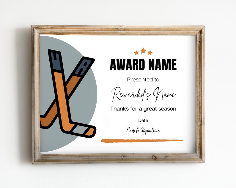 Field Hockey Award Certificate Editable Canva Template - Etsy