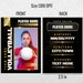 Volleyball Card Template, DIY Golden Sport Cards Printable ...