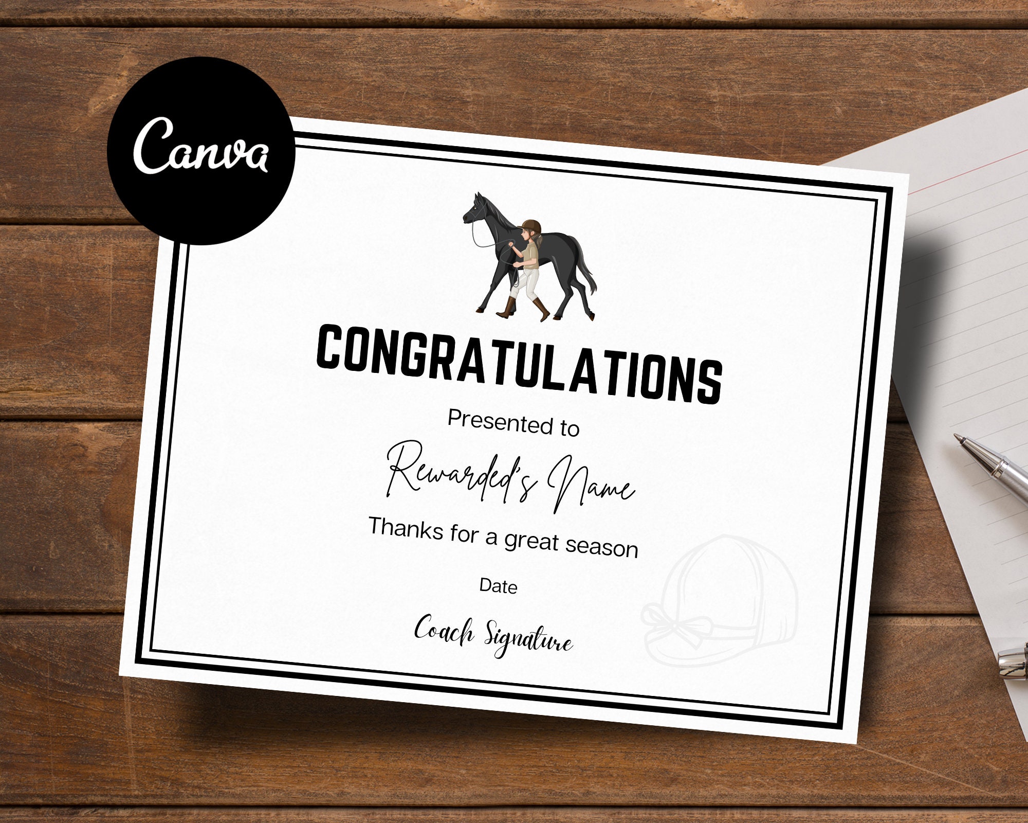 Editable Kids Equestrian Award Certificates | CANVA Template ...