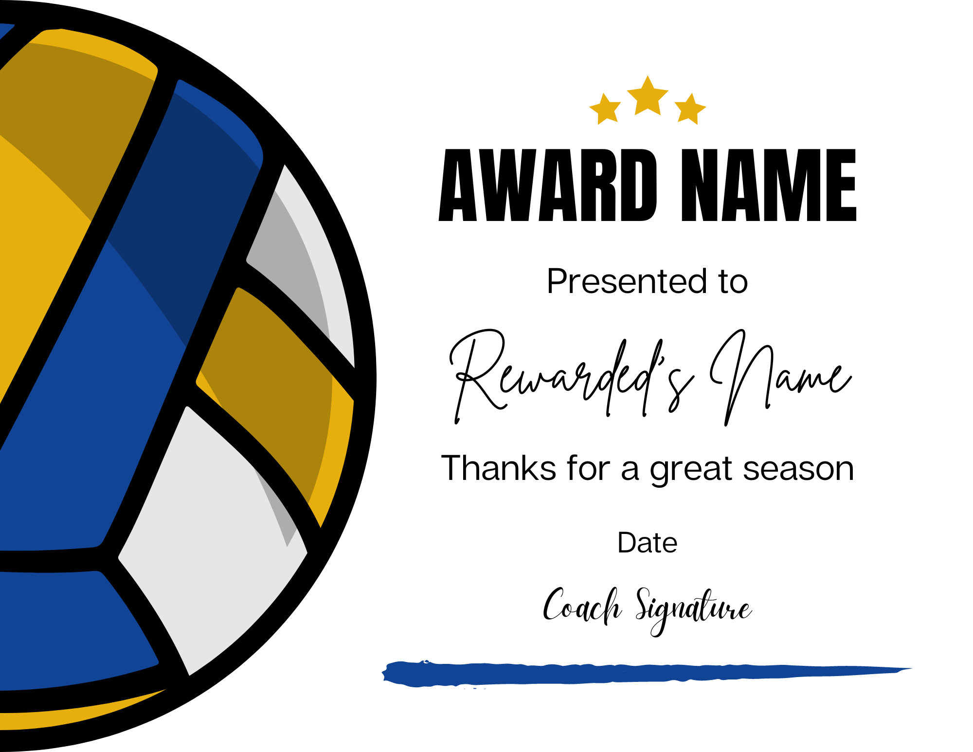 Free Printable Volleyball Award Certificate Templates - FREE Templates