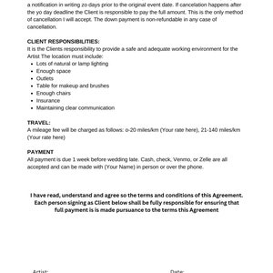 Editable Bridal Makeup & Makeup Service Contracts Bundle - Etsy