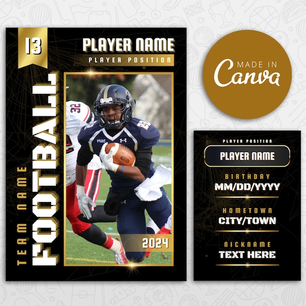Football Template Trading Cards - Etsy