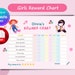 Girls Reward Chart, printable PDF Canva Template, Kids Chore Chart ...