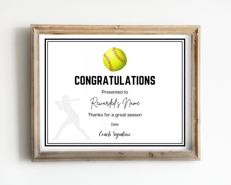 Editable Softball Award Certificates CANVA Template Printable Custom ...