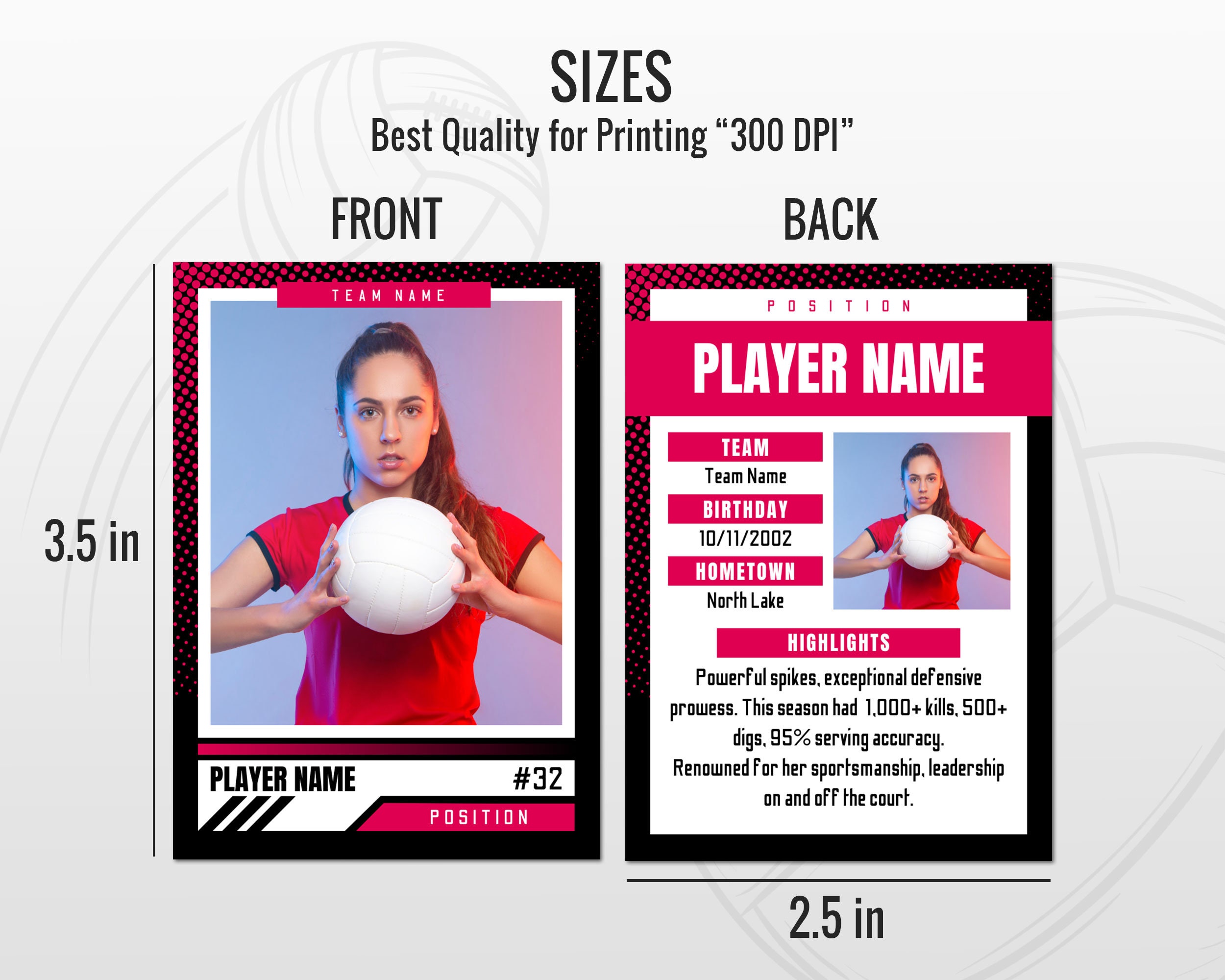 Volleyball Trading Cards Template, Customizable Player Card Canva ...