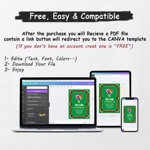 Billiards Birthday Invitation Template, Snooker Pool Party, Editable ...