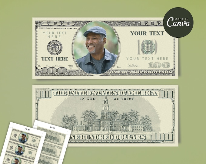 100 Dollar Bill Template Letter Page With 4 Real Size Dollar Bills ...