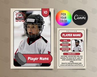 Ice Hockey Trading Card Template, Editable Player Card Canva Template ...