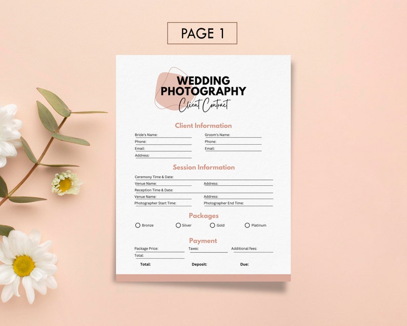 Photography and Wedding Photography Contract Set, Printable Pdfs ...