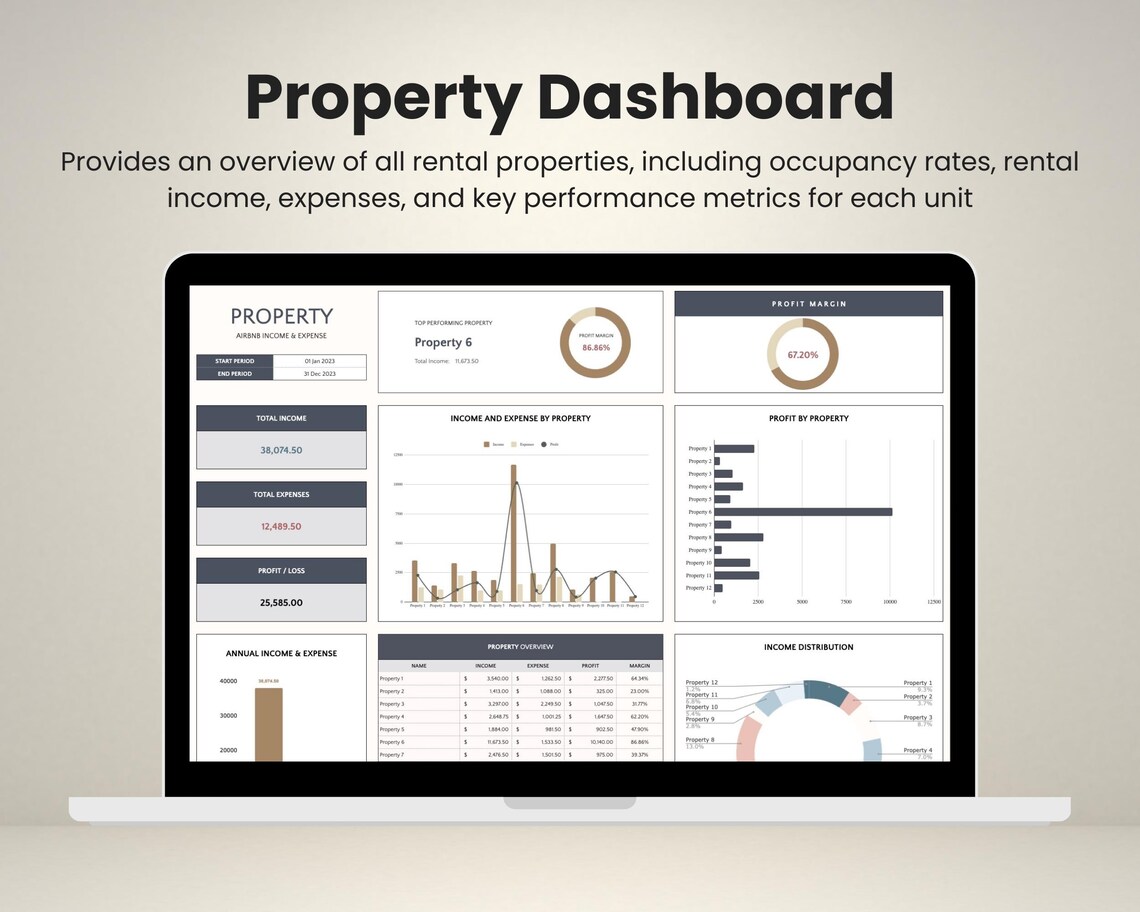Rental Property Template Landlord Spreadsheet Income and Expense ...