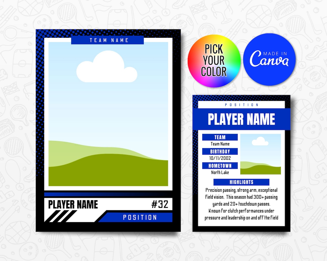 Sport Trading Cards Template, Customizable Player Card Canva Template ...