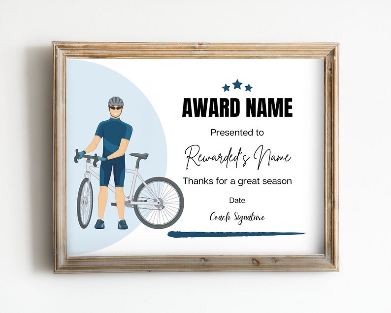 Bicycling Award Certificate Editable Canva Template, Printable Award ...