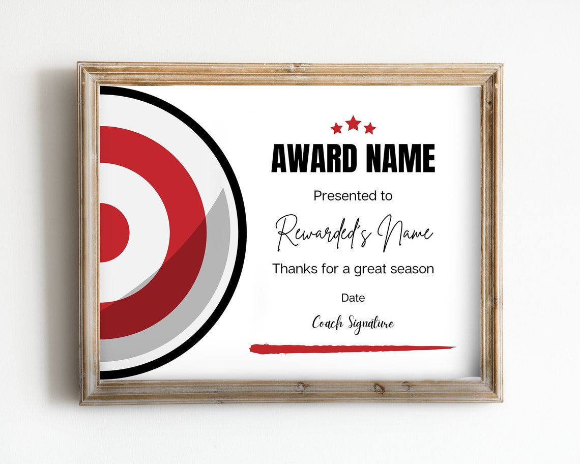 Archery Award Certificate Editable Canva Template Printable - Etsy
