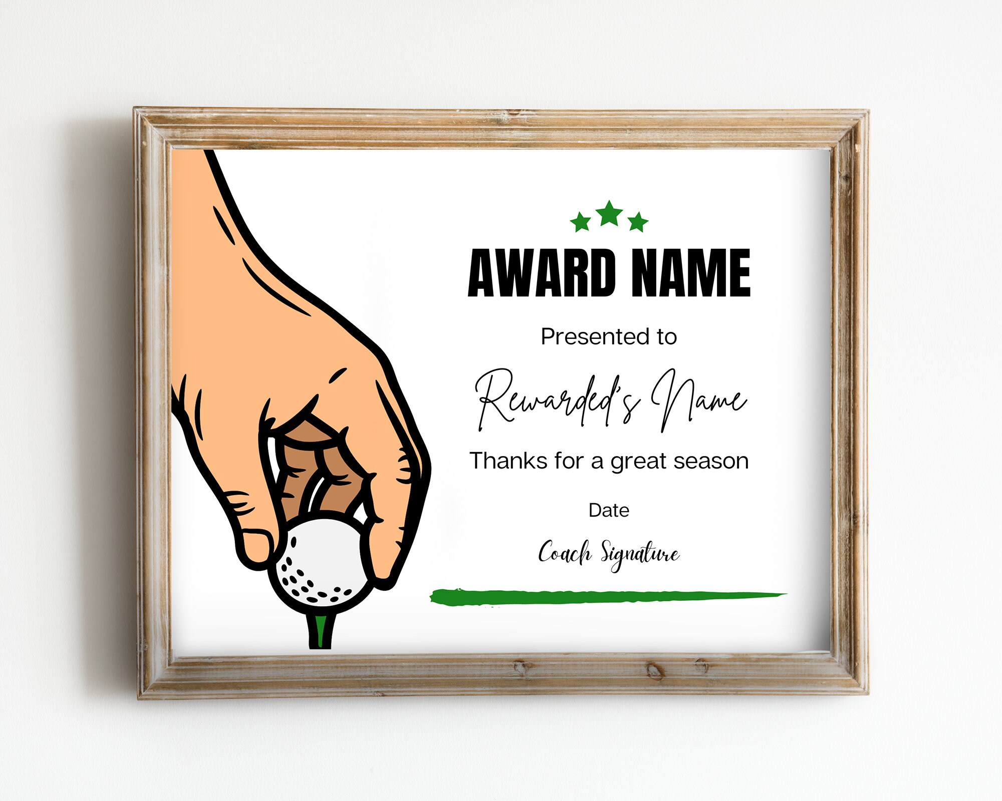 Golf Award Certificate Editable Canva Template Printable - Etsy