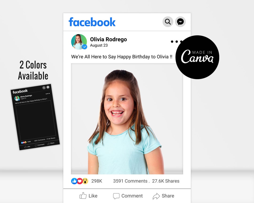 Facebook Frame Template, Editable Social Media Poster Canva Template ...