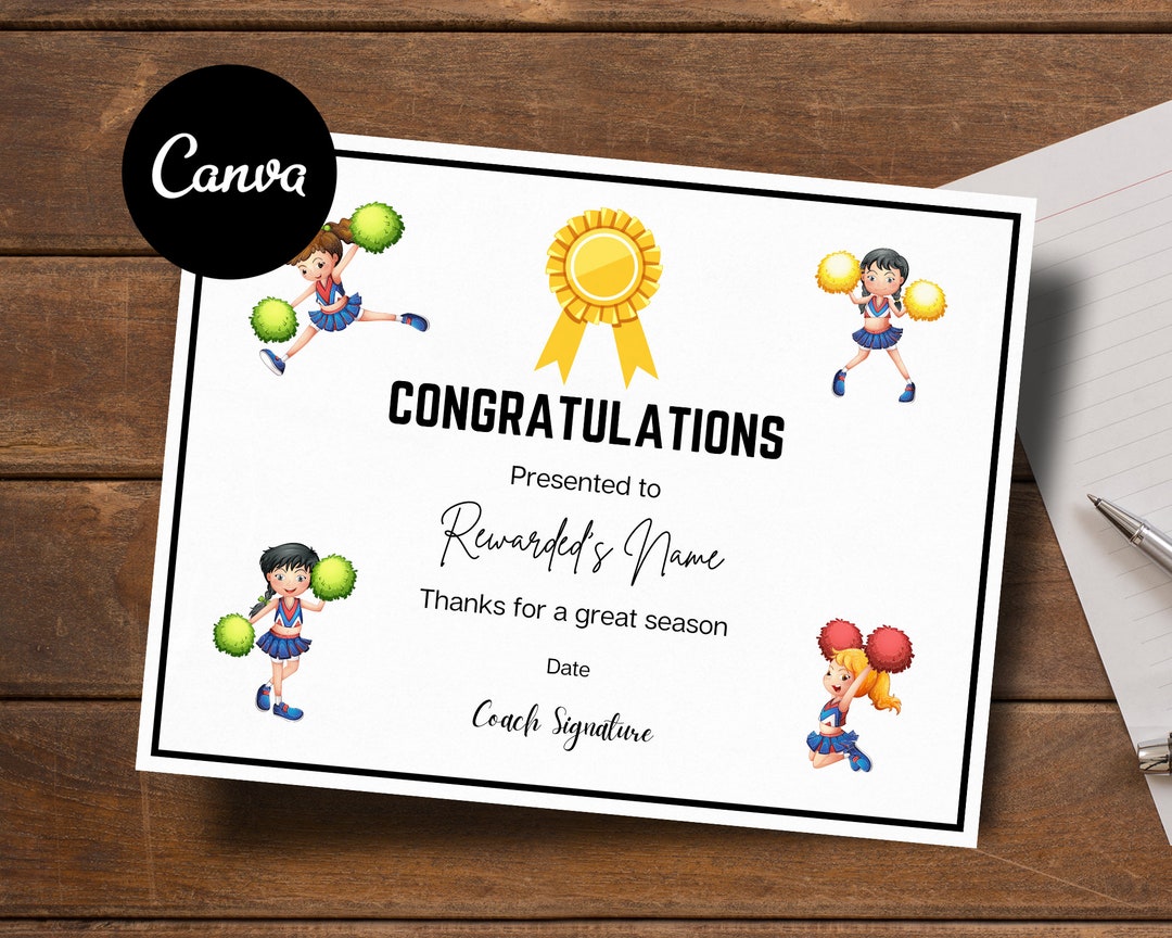 Editable Kids Cheerleading Award Certificates | CANVA Template ...