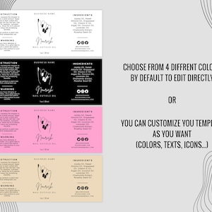 Nail Cuticle Oil Bottle Label Template, DIY Label Design for Dropper ...