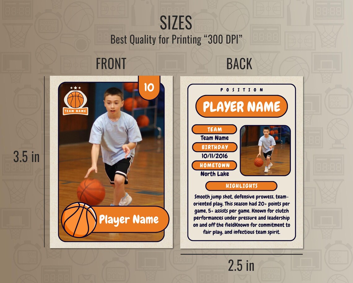Basketball Kids Trading Cards Template, Customizable Player Card Canva ...