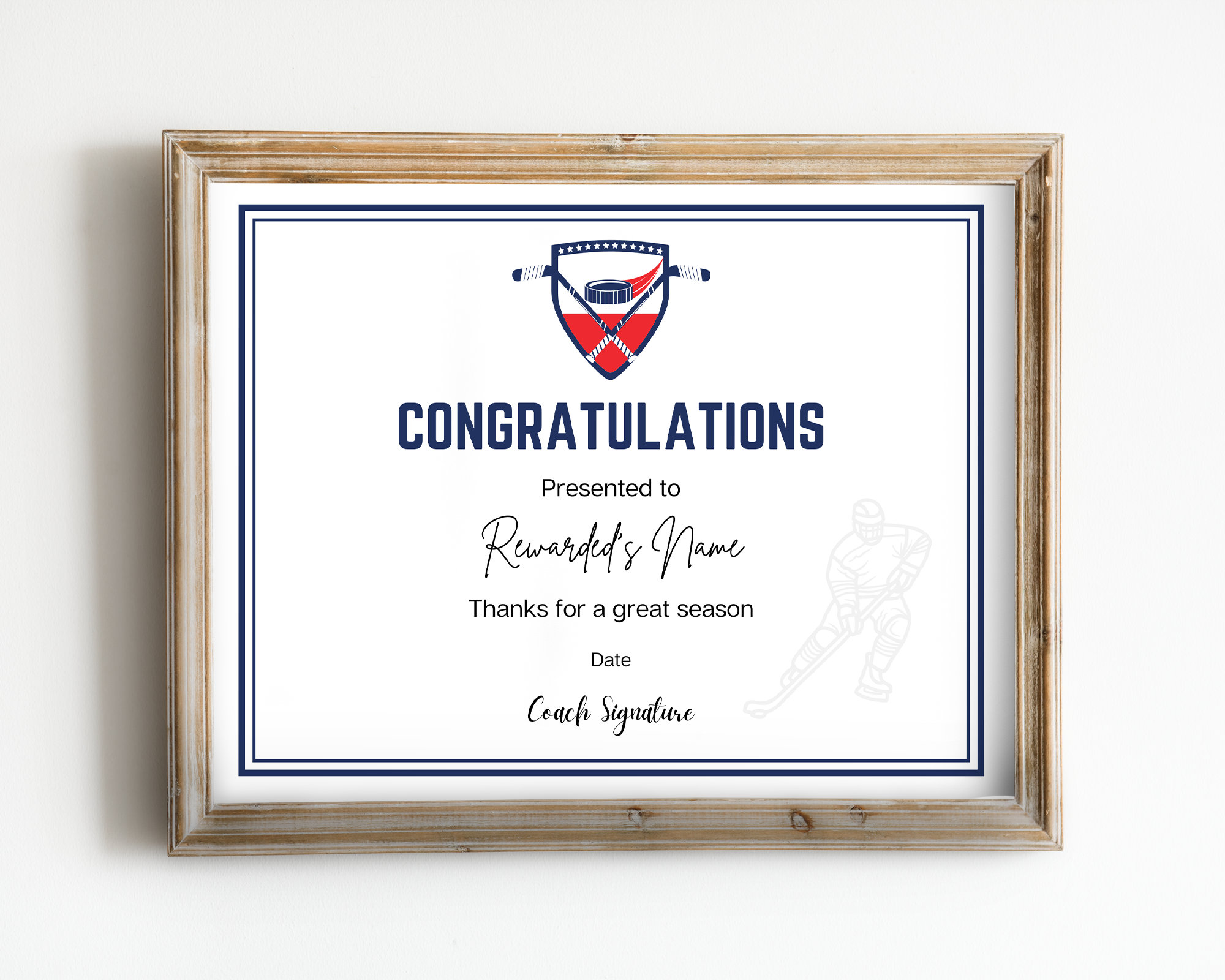 Editable Ice Hockey Award Certificates CANVA Template Printable Custom ...