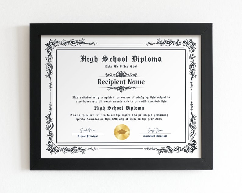 DIY Printable High School Diploma Template Fillable Home - Etsy