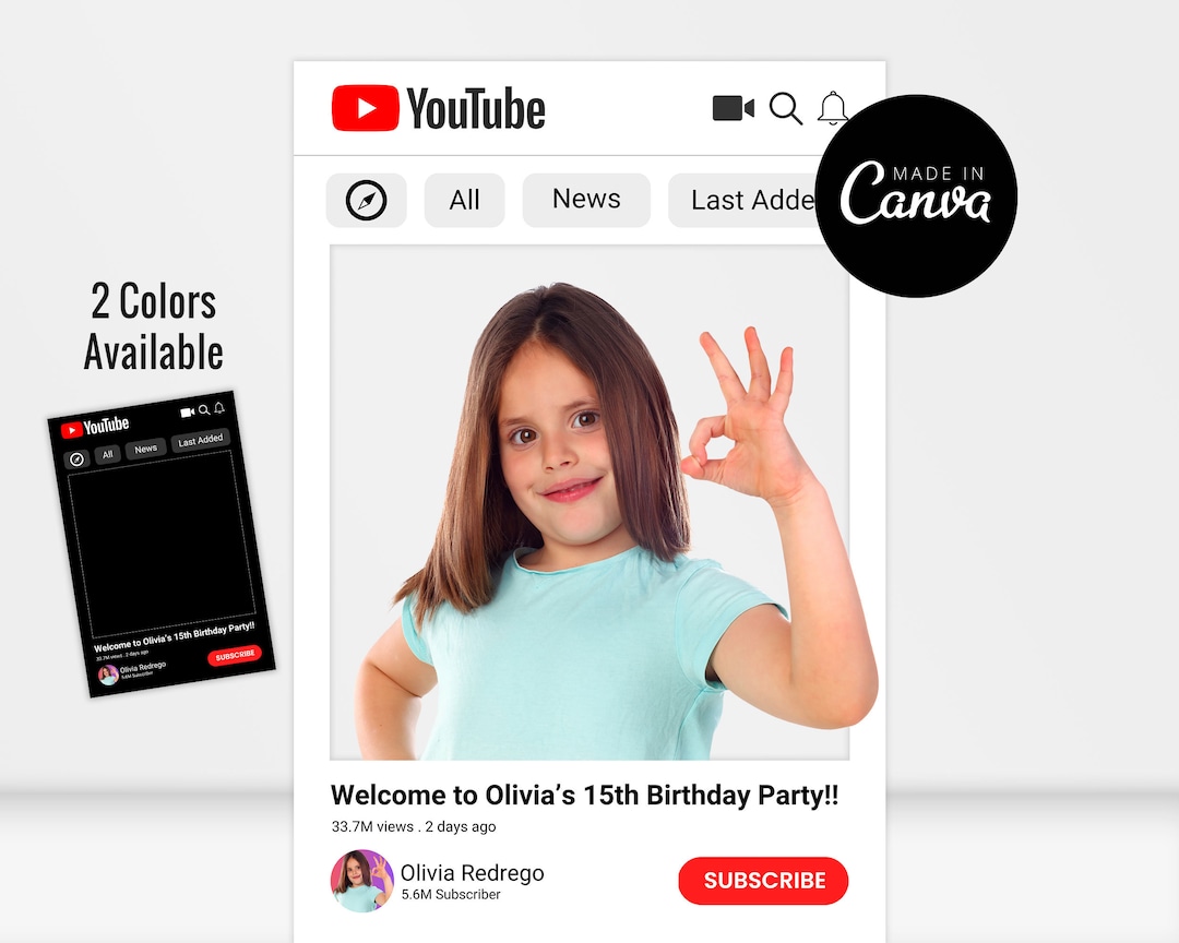 Youtube Frame Template, Editable Social Media Poster Canva Template ...