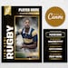Rugby Card Template, DIY Golden Sport Cards Printable, Customizable ...